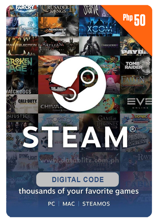 STEAM WALLET DIGITAL CODE - Php 50 – Datablitz Digital Store